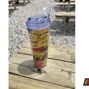 Rico Industries NASCAR Racing Joey Logano #22 PENZOIL 24oz Acrylic Tumbler with Hinged Lid, Officially Licensed Double Wall Tumbler with Straw