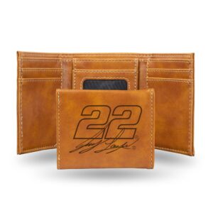 rico industries - joey logano no. 22 - premium laser engraved vegan brown leather tri-fold wallet - slim yet sturdy design - perfect to show your loyalty or gift