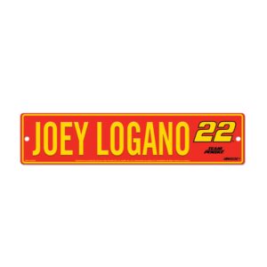 rico industries nascar racing joey logano #22 team penske red 4" x 17" plastic street sign