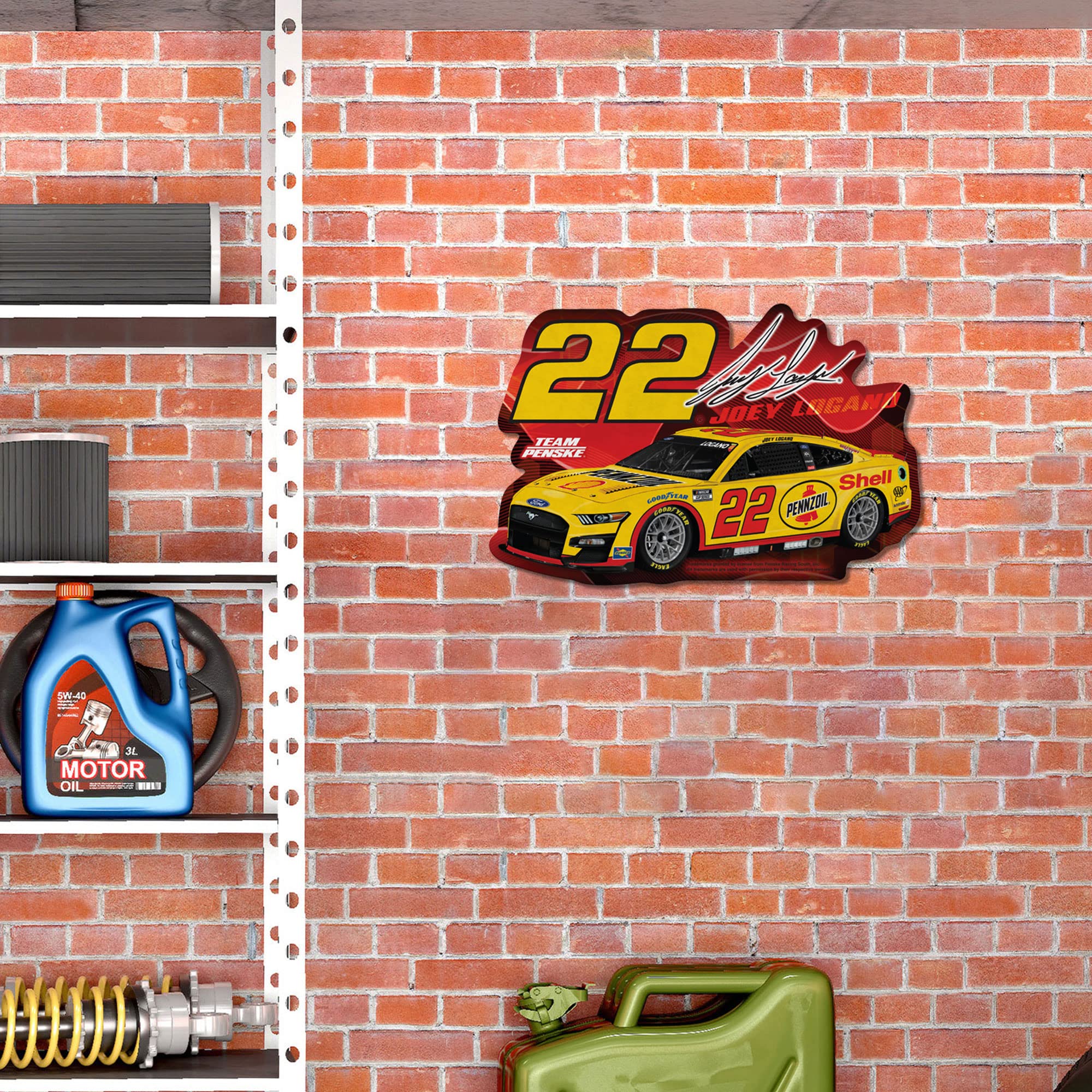 Rico Industries NASCAR Joey Logano #22 Shape Cut Pennant - Home and Living Room Décor - Soft Felt EZ to Hang, 18x0.10x18