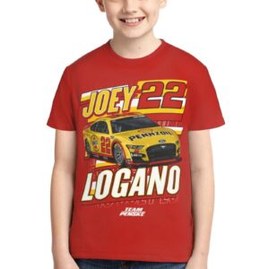 asfrsh joey logano 22 shirt for teen girl & boy printing short sleeve tee athletic classic shirt crewneck t-shirt