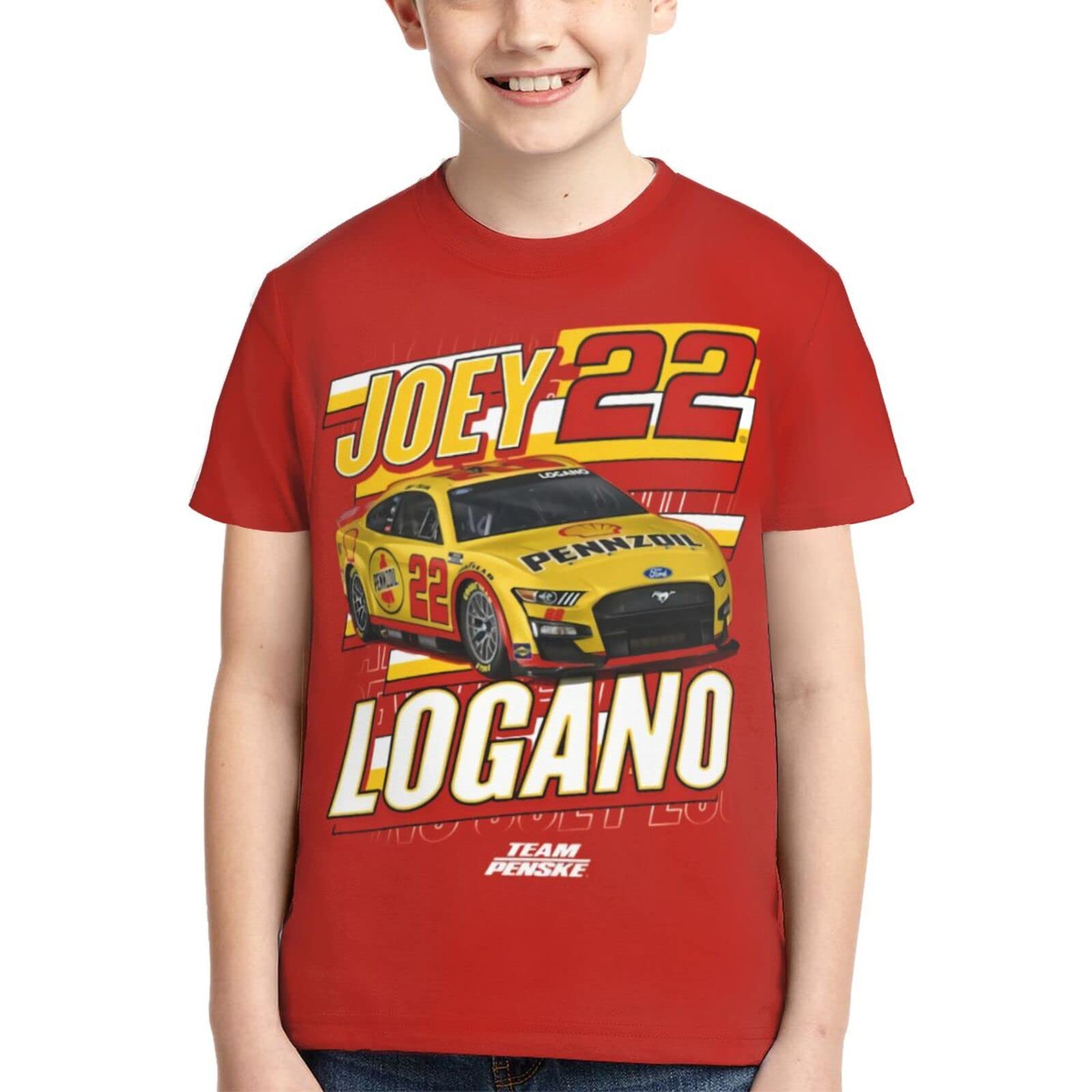 ASFRSH Joey Logano 22 Shirt for Teen Girl & Boy Printing Short Sleeve Tee Athletic Classic Shirt Crewneck T-Shirt