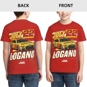 ASFRSH Joey Logano 22 Shirt for Teen Girl & Boy Printing Short Sleeve Tee Athletic Classic Shirt Crewneck T-Shirt