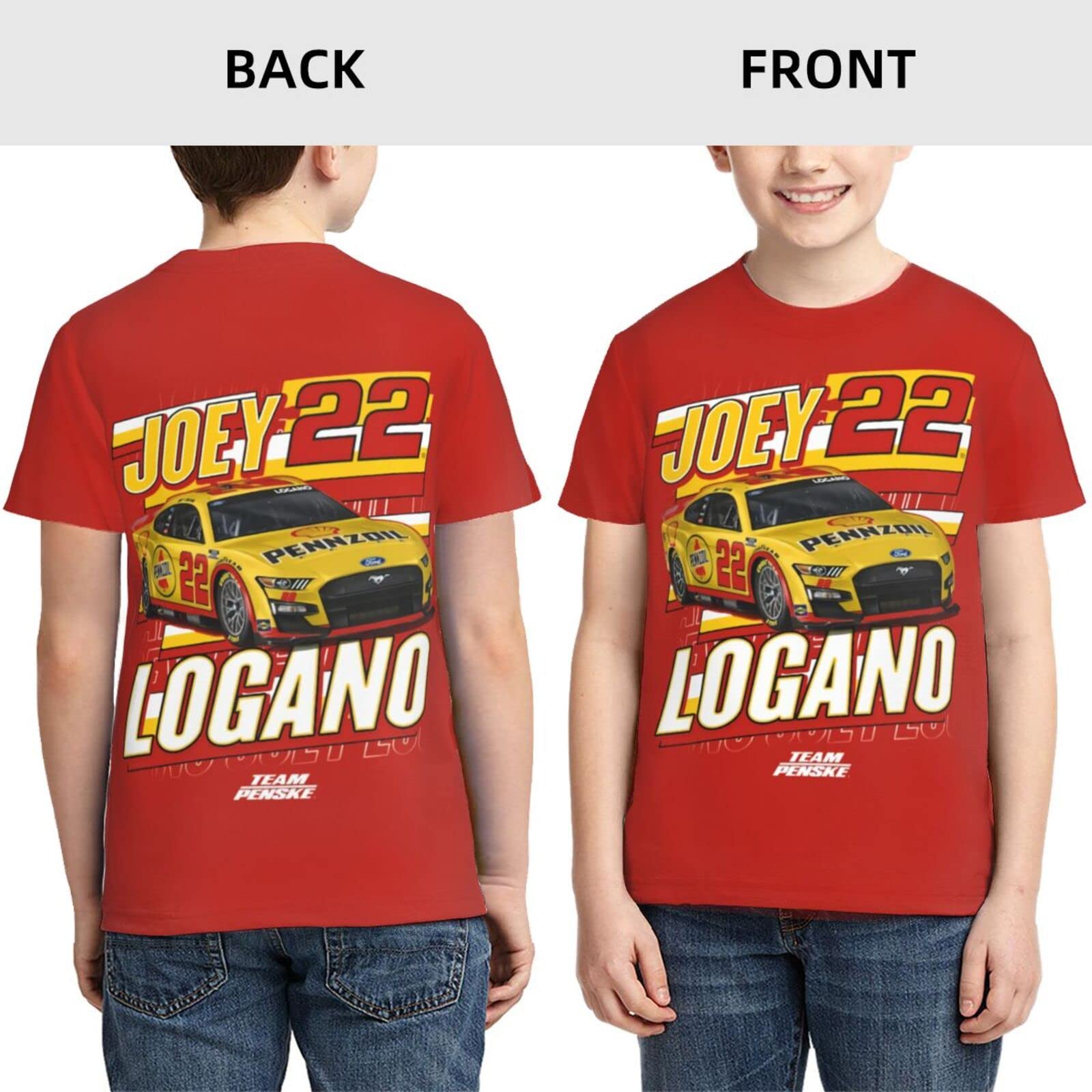 ASFRSH Joey Logano 22 Shirt for Teen Girl & Boy Printing Short Sleeve Tee Athletic Classic Shirt Crewneck T-Shirt