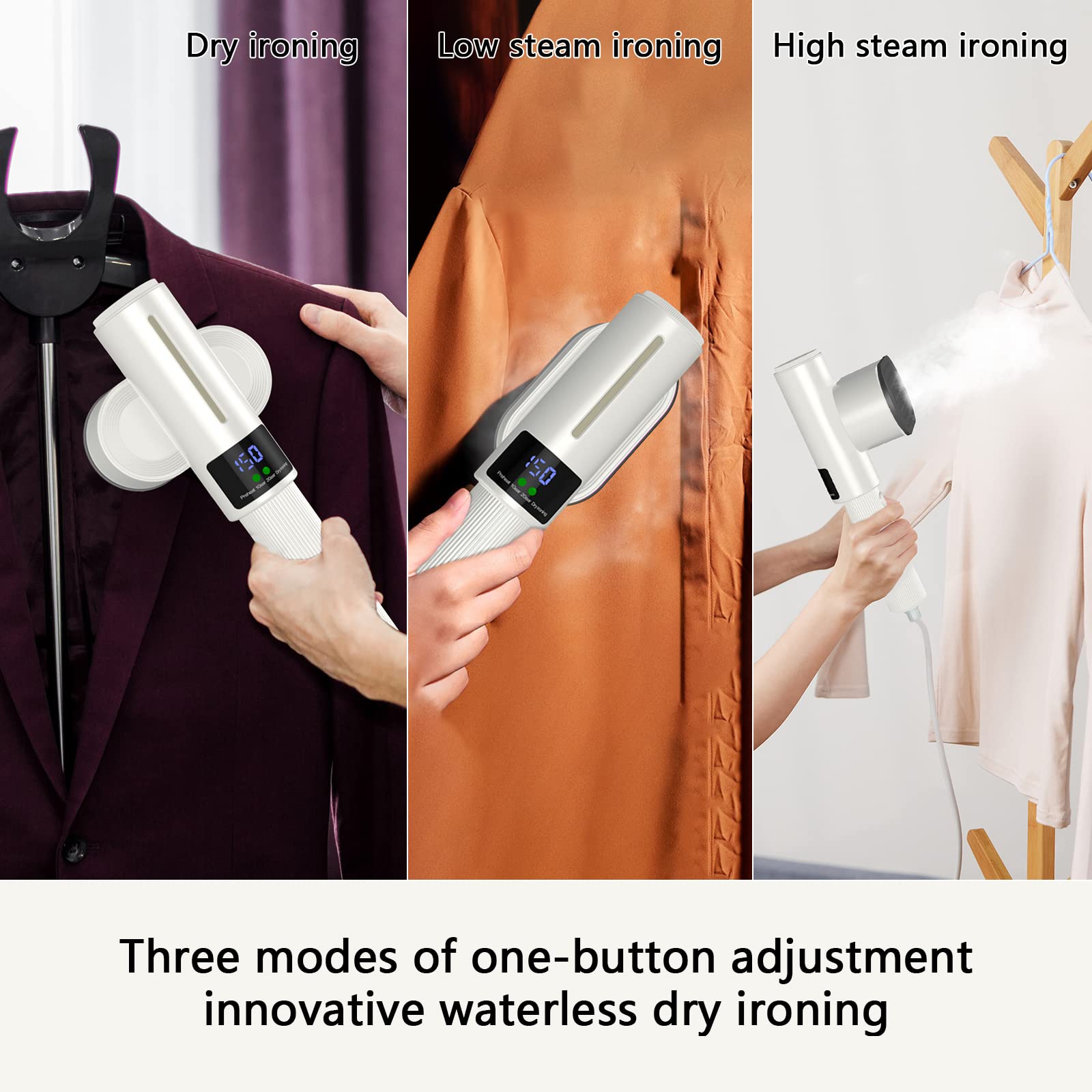 Enjoy Myself Handheld Steamer for Clothes, Mini Travel Clothes Steamer with LCD Screen, 90° Rotation Portable Garment Steamer for Home, Powerful Clothing Iron, Both Wet Steam and Dry Iron