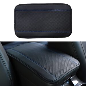 miytsya four seasons universal armrest box mat, fiber leather embossing, waterproof car armrest seat cover center console mat (blue)