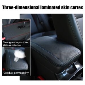 Miytsya Four Seasons Universal Armrest Box Mat, Fiber Leather Embossing, Waterproof Car Armrest Seat Cover Center Console Mat (Blue)