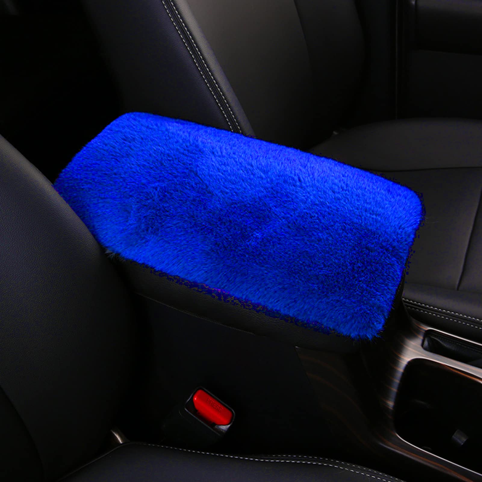 Silence Shopping Fluffy Furry Armrest Cover for Car, Auto Center Console Cover Pad Car Soft Console Pad Wool Fur Armrest Seat Box Cover Protector Universal Fit for Most Vehicle, SUV (Royal Blue)