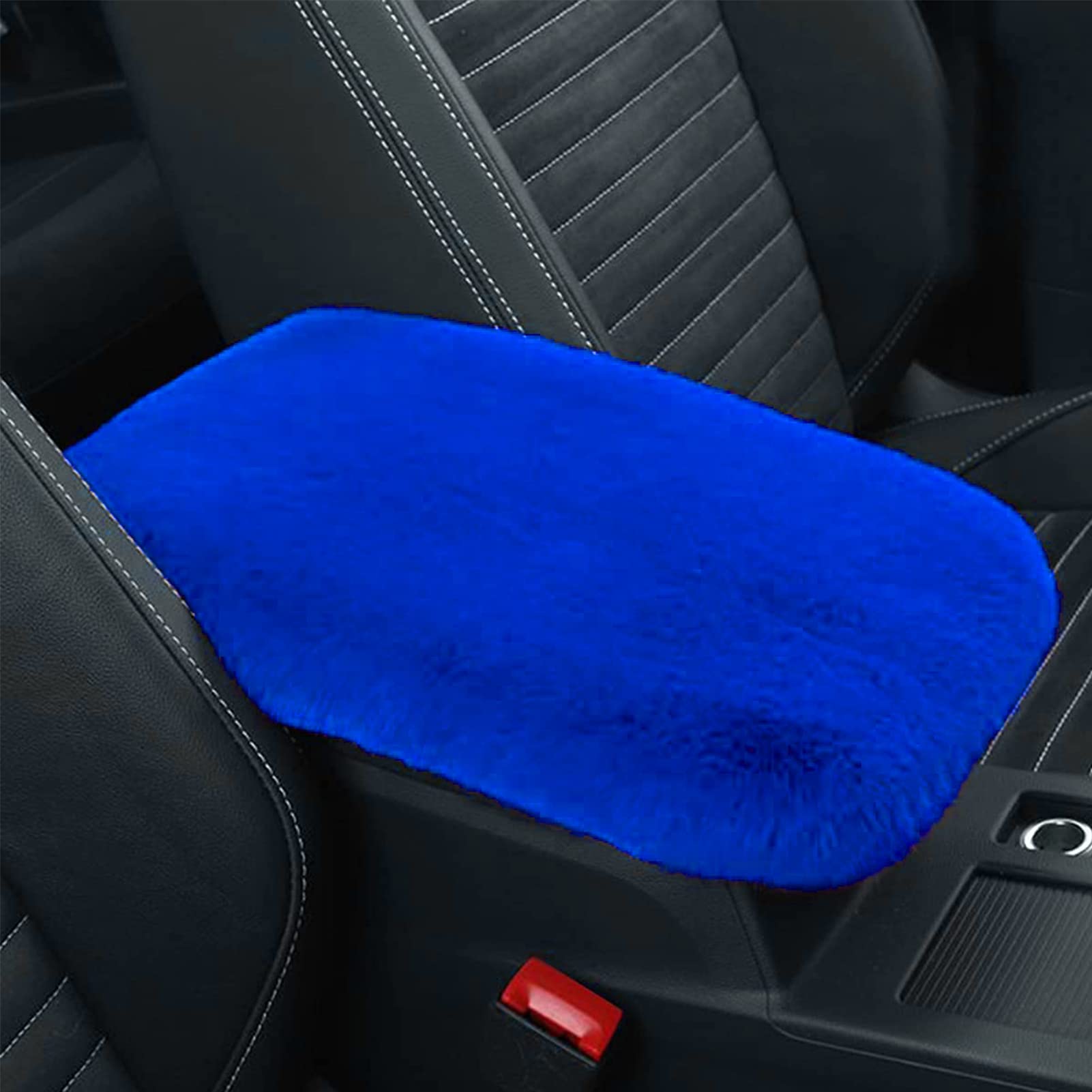 Silence Shopping Fluffy Furry Armrest Cover for Car, Auto Center Console Cover Pad Car Soft Console Pad Wool Fur Armrest Seat Box Cover Protector Universal Fit for Most Vehicle, SUV (Royal Blue)