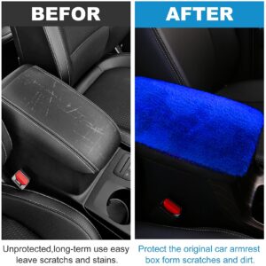 Silence Shopping Fluffy Furry Armrest Cover for Car, Auto Center Console Cover Pad Car Soft Console Pad Wool Fur Armrest Seat Box Cover Protector Universal Fit for Most Vehicle, SUV (Royal Blue)