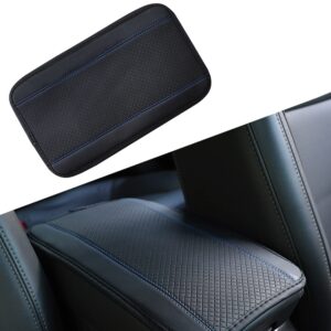 trnoi universal armrest box mat,waterproof armrest cover center console pad,car armrest seat cover,pu leather auto armrest cushion(1piece,armrest box-blue)