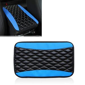 fogfar pack-1 center console armrest pad, three-dimensional embroidery armrest box mat, 12.5in x 7.4in leather waterproof armrest cover, suitable for most vehicles, suvs, trucks (blue)