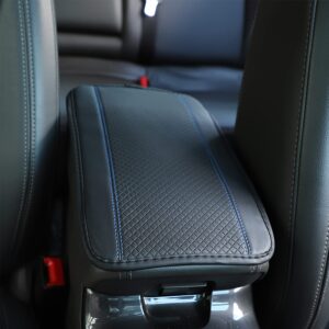 KIFIDAN Four Seasons Universal Armrest Box Mat, Fiber Leather Embossing, Waterproof Armrest Cover Center Console Mat, Car Armrest Seat Cover,Suitable for 7.4in*12.5in armrest case (Blue)