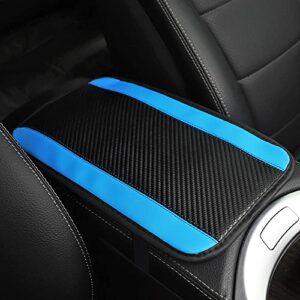 car armrest cushion,waterproof car center console cover,universal armrest box mat,pu leather embossed car armrest cover car center console pad,car accessories interior protection for car (blue)