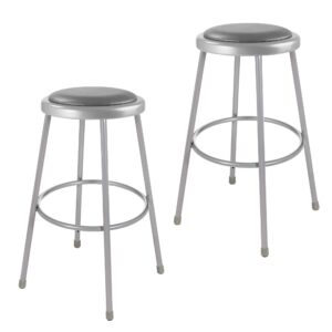 oef furnishings (2 pack) grey vinyl padded stool, 30" high no assembly required