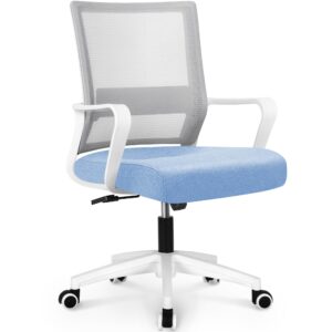 neo chair office chair ergonomic desk chair mid back mesh computer chair with lumbar support comfortable cushion swivel adjustable height armrest gaming chairs for home office desk (sky blue)