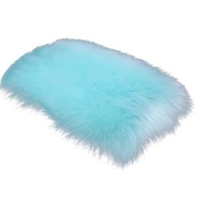 totmox center console cushion pad armrest pad, furry armrest cover, car interior accessories, blue