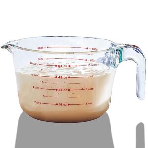 8 cup large glass measuring cup - kitchen mixing bowl, liquid measure cups, glass bakeware set, punch bowl, batter bowl.