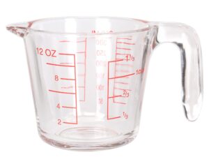 dotinghux 12 oz measuring cup 1½ cup glass, clear, red