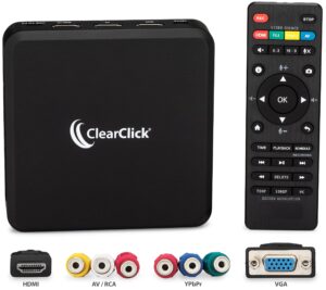 clearclick hd capture box platinum - capture and stream video from hdmi, rca, av, vga, ypbpr, vhs, vcr, dvd, camcorders, hi8