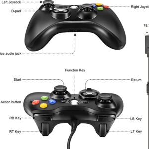 Zexrow Xbox 360 Controller, USB Wired Gamepad Joystick with Improved Dual Vibration and Ergonomic Design for Microsoft Xbox 360 & Slim & PC Windows 7/8/10(Black)