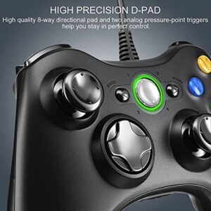 Zexrow Xbox 360 Controller, USB Wired Gamepad Joystick with Improved Dual Vibration and Ergonomic Design for Microsoft Xbox 360 & Slim & PC Windows 7/8/10(Black)