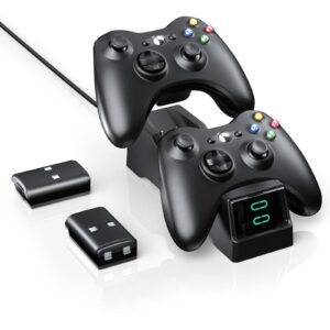 controller charger station for xbox 360,boffo dual charging dock with 2pcs 1200mah rechargeable battery packs and a charging cable