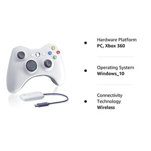 Oussirro Wireless Controller for Xbox 360, 2.4GHZ Gamepad Joystick Controller Remote for PC Windows 7,8,10 with Receiver Adapter, White