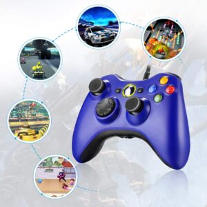 Powerextra Wired Xbox 360 Controller with Upgraded Joystick for PC Windows 7 8 10 - Blue