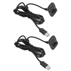 charger for xbox 360 controller, 2 pack usb charging cable compatible with microsoft xbox 360 slim wireless game controllers, 6 feet