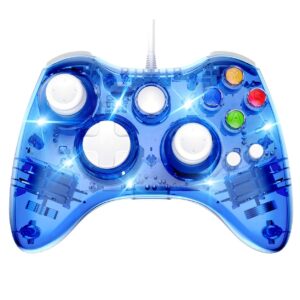 wired 360 controller dual vibrator wired gamepad gaming joypad, blue - pawhits