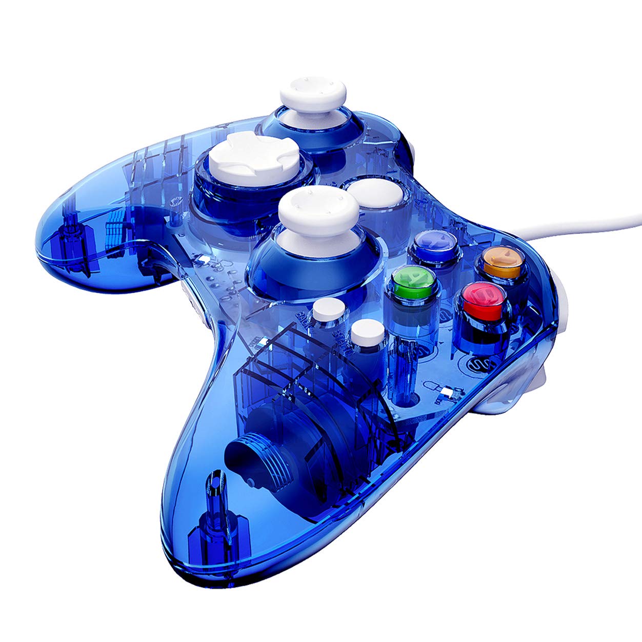 Wired 360 Controller Dual Vibrator Wired Gamepad Gaming Joypad, Blue - PAWHITS