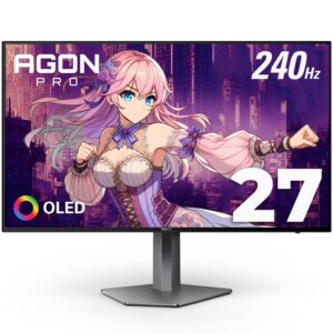 aoc agon pro ag276qzd 27" oled tournament gaming monitor 2560x1440, 240hz 0.03ms, g-sync, ps5 xbox switch compatible, glossy, black