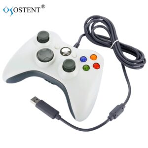 OSTENT Wired USB Controller Gamepad Joystick for Microsoft Xbox 360 Console Windows PC Laptop Computer Video Game Color White