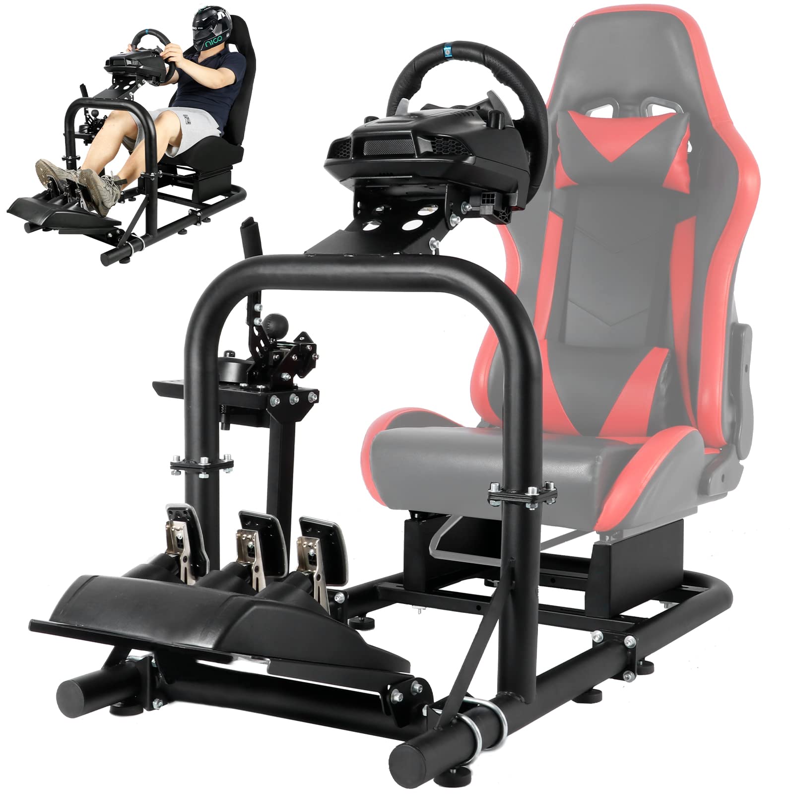 Dardoo G920 Gaming Simulator Cockpit Compatible with Logitech G27 G29 G923, Fanatec, Thrustmaster T300RS,TXRW_Base for PS4,Xbox PC, Wheel Stand Without Wheel, Pedal, Handbrake and Seat