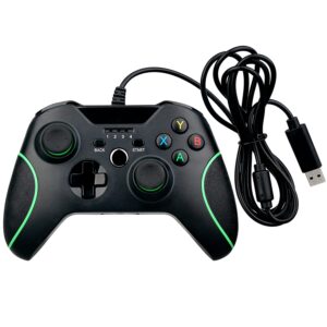 ostent wired usb controller joystick gamepad for microsoft xbox one/xbox one s/windows pc laptop computer color black