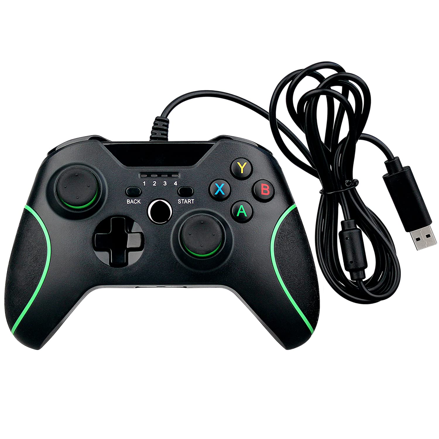 OSTENT Wired USB Controller Joystick Gamepad for Microsoft Xbox One/Xbox One S/Windows PC Laptop Computer Color Black