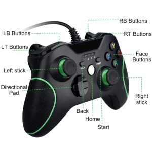 OSTENT Wired USB Controller Joystick Gamepad for Microsoft Xbox One/Xbox One S/Windows PC Laptop Computer Color Black