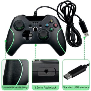 OSTENT Wired USB Controller Joystick Gamepad for Microsoft Xbox One/Xbox One S/Windows PC Laptop Computer Color Black