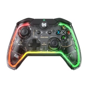 bigbig won wired controller, rainbow lite pc controllers for gaming rgb light, custom buttons, macro, turbo, dual shock controller for switch/win10&11 pc game controller