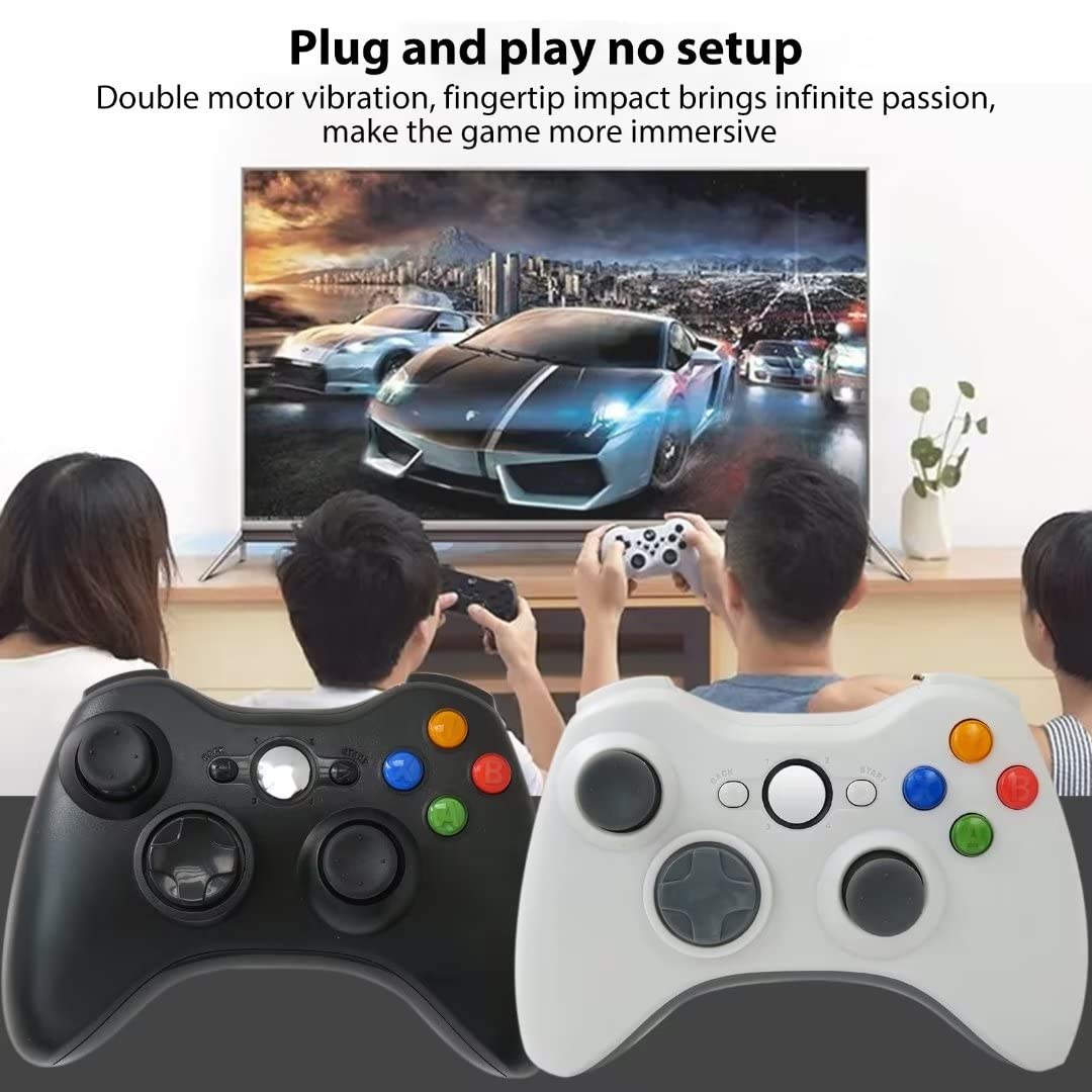 Xspeedonline 2.4GHz Wireless Game Controller for Xbox 360/Xbox 360 Slim/Xbox 360 E, Gamepad Joystick Remote Featured the Eight-Way Directional D-pad Help Stay in Control - White