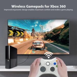 Xspeedonline 2.4GHz Wireless Game Controller for Xbox 360/Xbox 360 Slim/Xbox 360 E, Gamepad Joystick Remote Featured the Eight-Way Directional D-pad Help Stay in Control - White