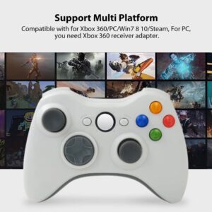 Xspeedonline 2.4GHz Wireless Game Controller for Xbox 360/Xbox 360 Slim/Xbox 360 E, Gamepad Joystick Remote Featured the Eight-Way Directional D-pad Help Stay in Control - White