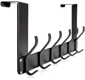 keoamg over the door hooks, no assembly required door hanger hook, sturdy over the door coat rack, over door hanger door hooks for hanging clothes, towels, hats, matte black