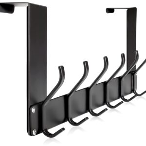 KEOAMG Over The Door Hooks, No Assembly Required Door Hanger Hook, Sturdy Over The Door Coat Rack, Over Door Hanger Door Hooks for Hanging Clothes, Towels, Hats, Matte Black