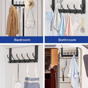 KEOAMG Over The Door Hooks, No Assembly Required Door Hanger Hook, Sturdy Over The Door Coat Rack, Over Door Hanger Door Hooks for Hanging Clothes, Towels, Hats, Matte Black