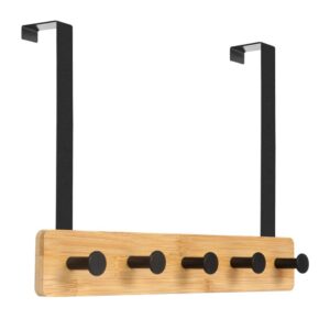 jsver wooden over the door hooks 5 hooks door hanger, sturdy heavy duty coat rack for bag, coat, towel, hat, robes, scarves, bedroom, closet, bathroom