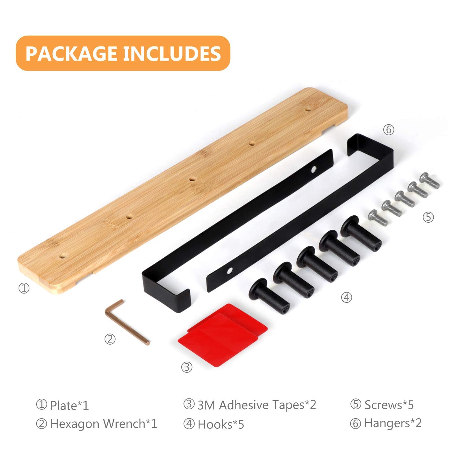 JSVER Wooden Over The Door Hooks 5 Hooks Door Hanger, Sturdy Heavy Duty Coat Rack for Bag, Coat, Towel, Hat, Robes, Scarves, Bedroom, Closet, Bathroom