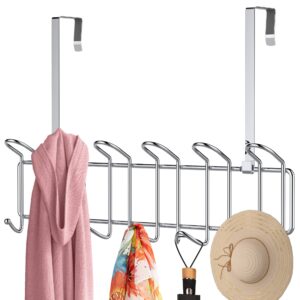 minggoo over the door 13-hook rack heavy-duty, wall mounted coat rack，door clothes hanger for living room, cloakroom, bathroom, chrome finish