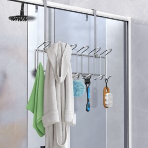 Minggoo Over The Door 13-Hook Rack Heavy-Duty, Wall Mounted Coat Rack，Door Clothes Hanger for Living Room, Cloakroom, Bathroom, Chrome Finish